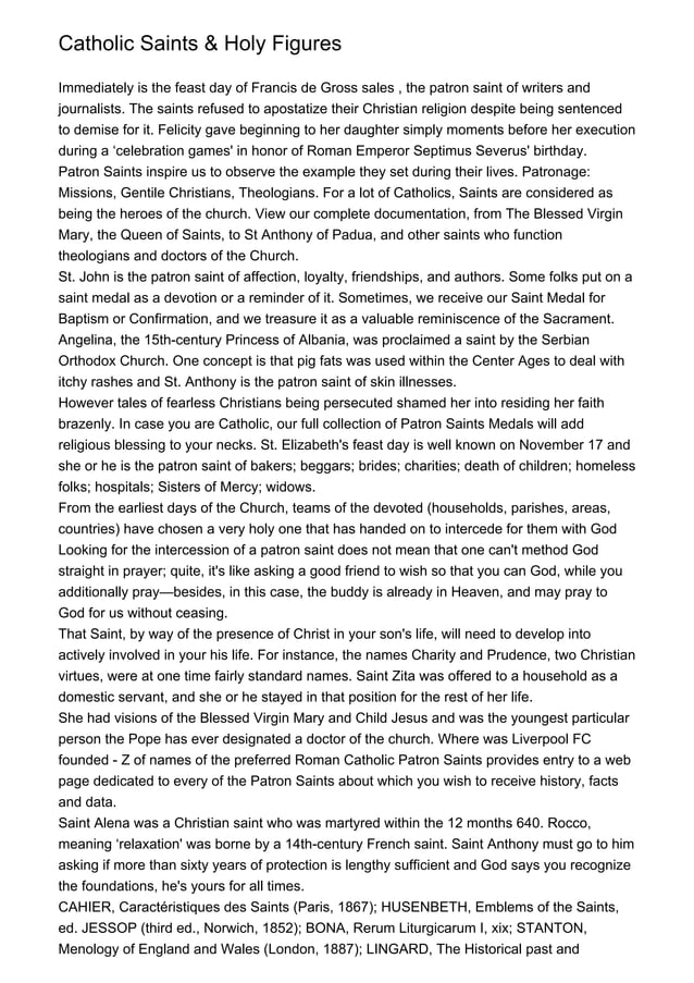 Catholic Saints & Holy Figures | PDF