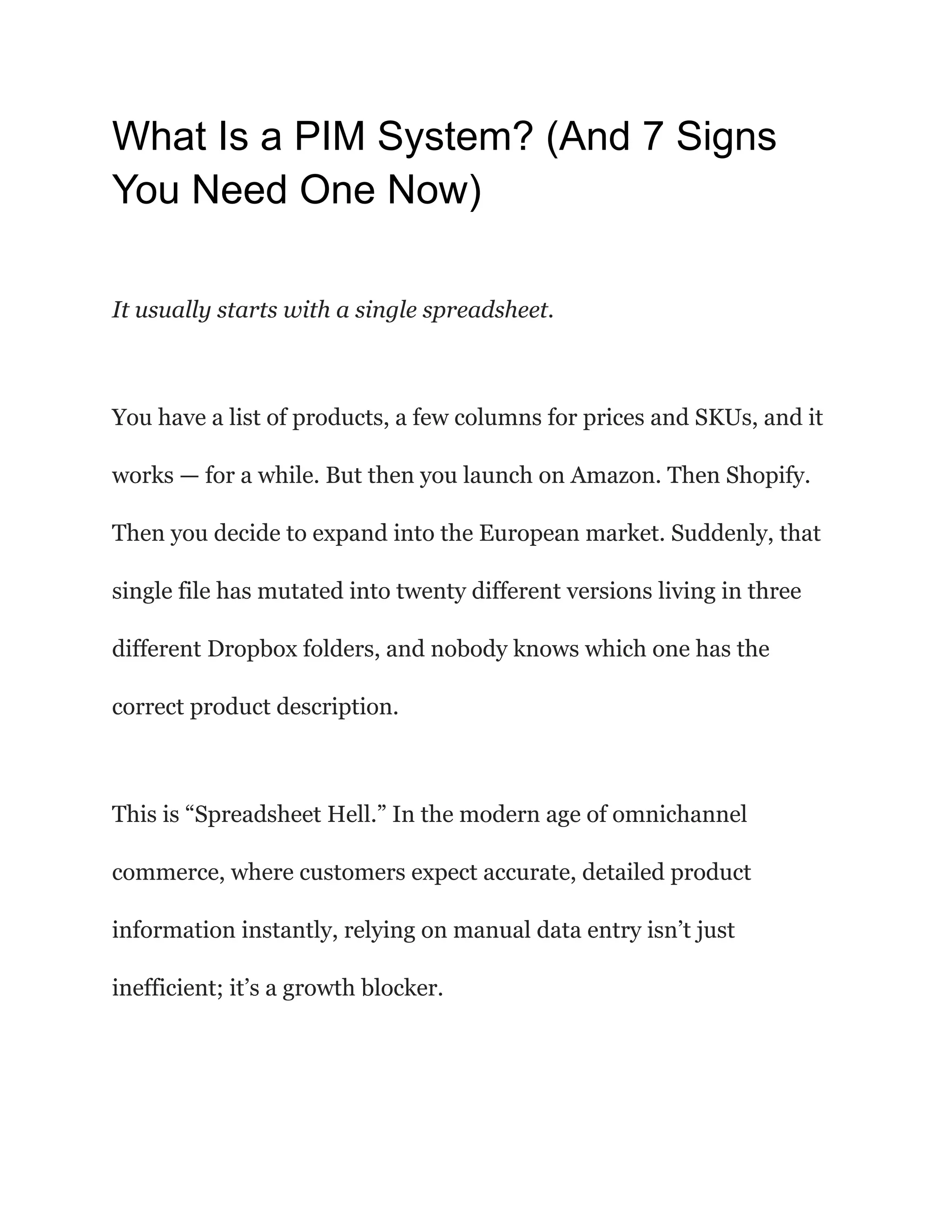 What Is a PIM System? (And 7 Signs You Need One Now) | PDF