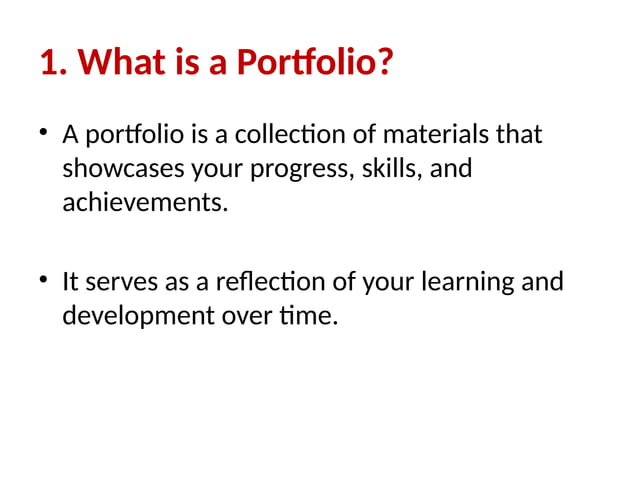 What is a Portfolio? Role and Use in classroom | PPT