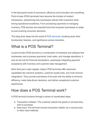 What is a POS Terminal? Features, Benefits & How to Choose? | PDF
