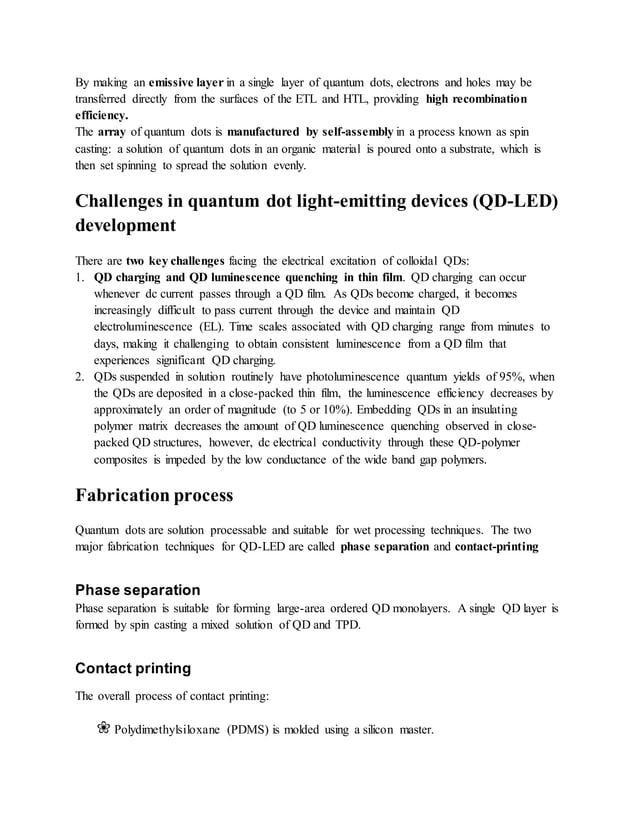 Quantum Dot Light Emitting Diode | DOCX