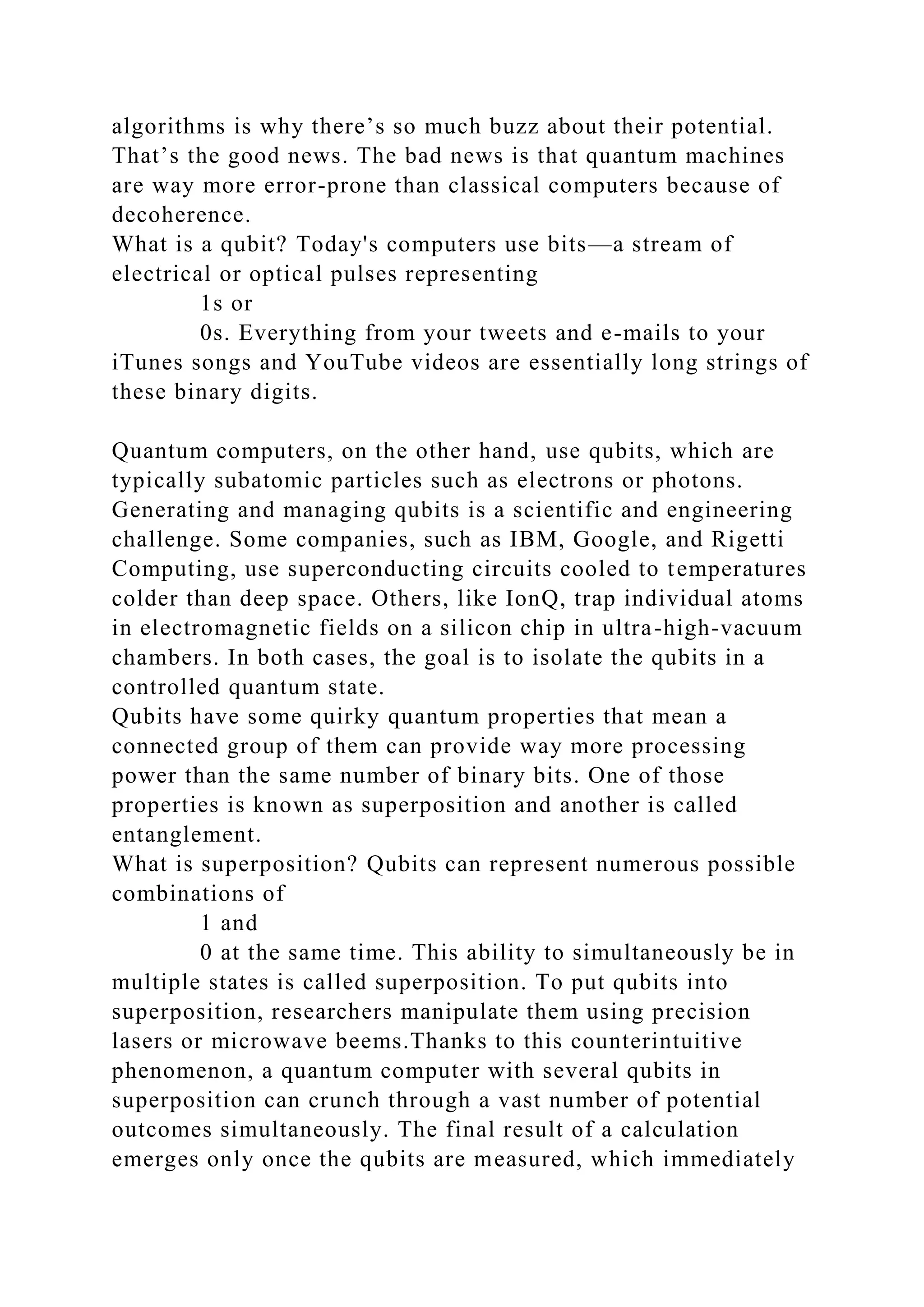 What is a quantum computerA quantum computer harnesses some of th.docx