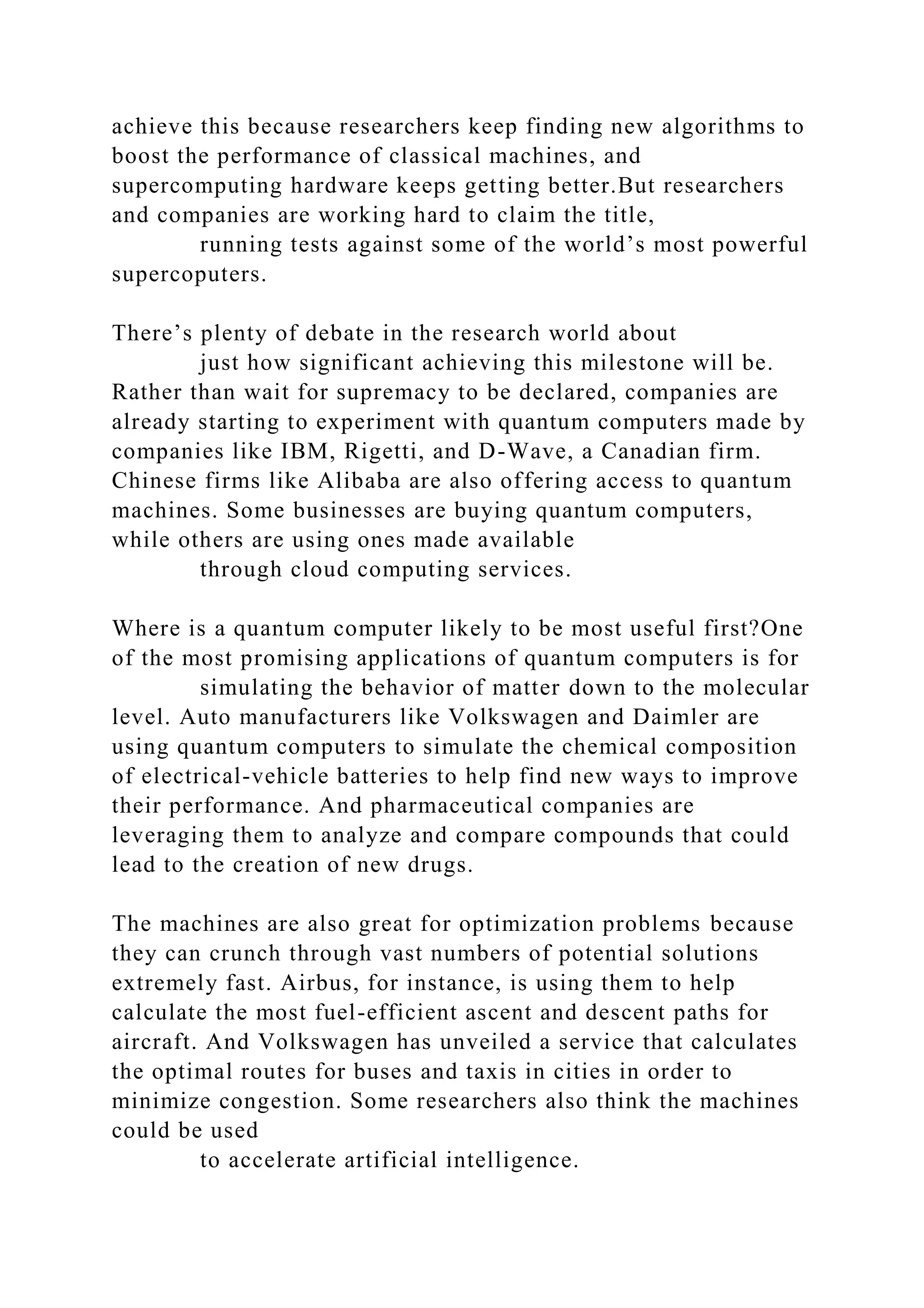 What is a quantum computerA quantum computer harnesses some of th.docx