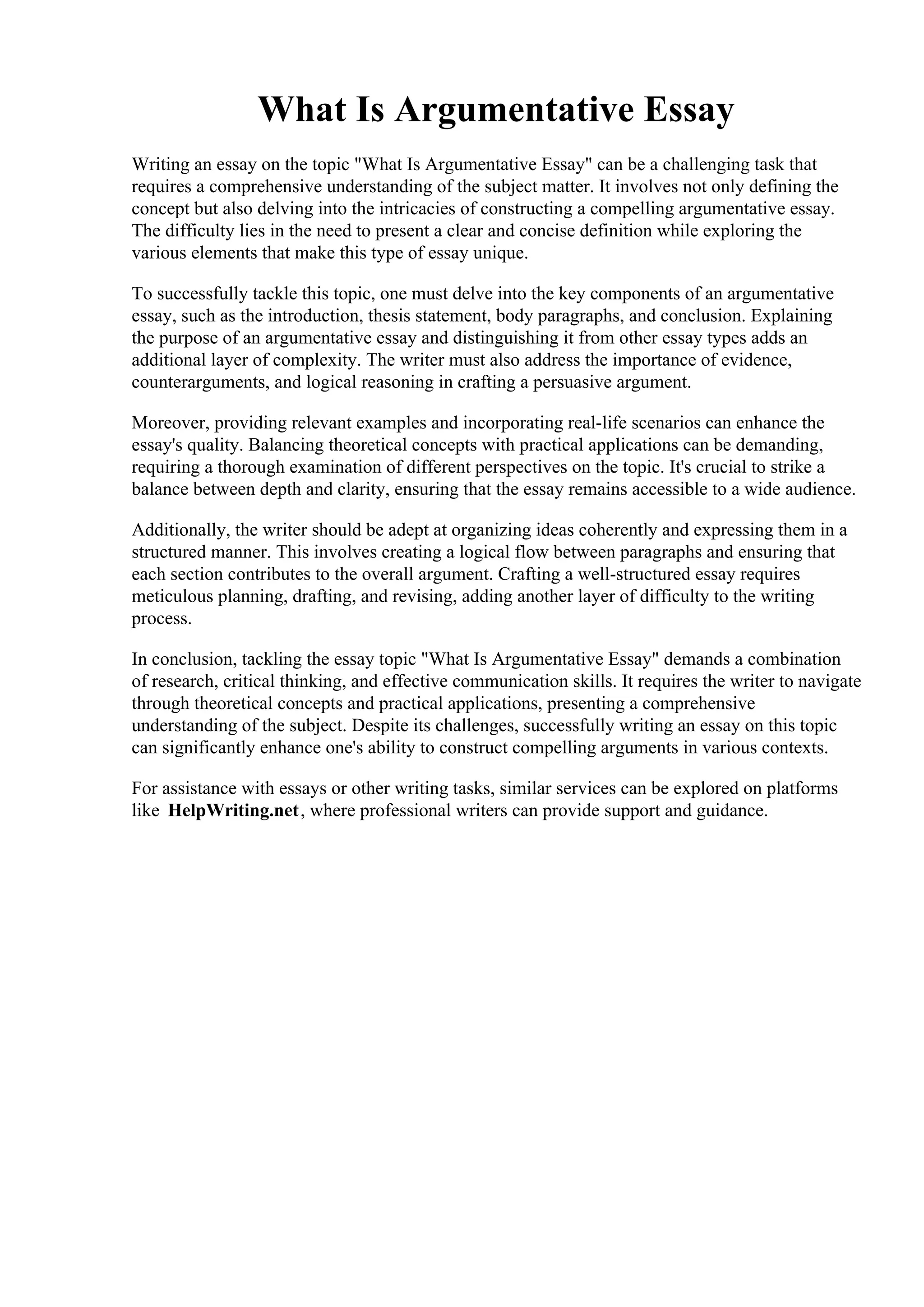 What Is Argumentative Essay | PDF