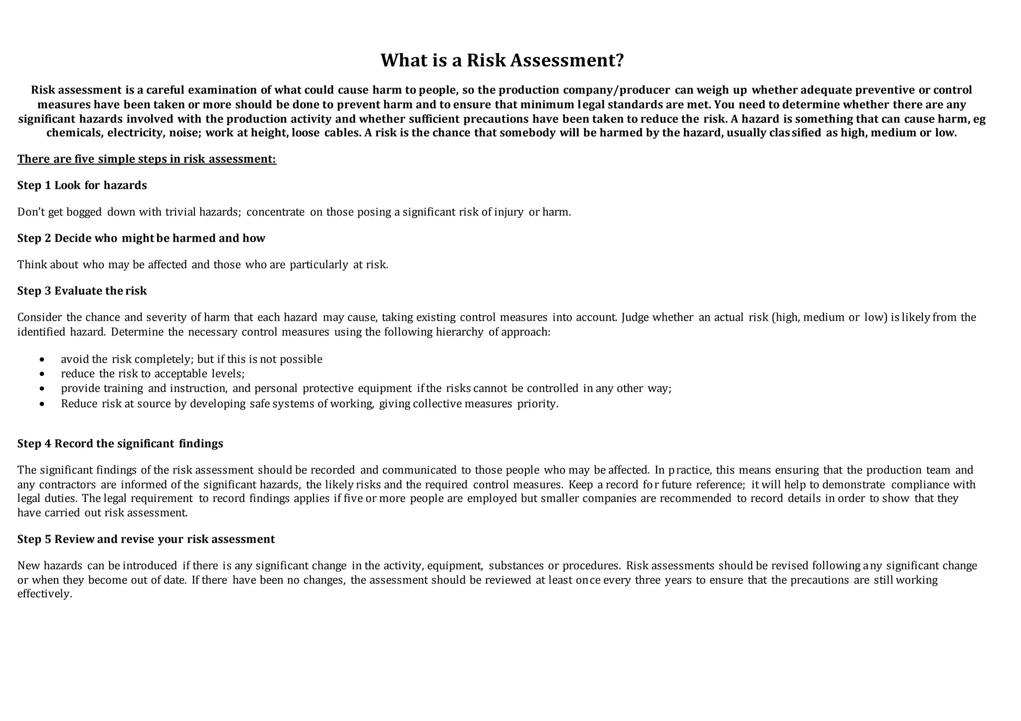 What is a risk assessment | DOCX