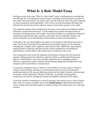 What Is A Role Model Essay | PDF