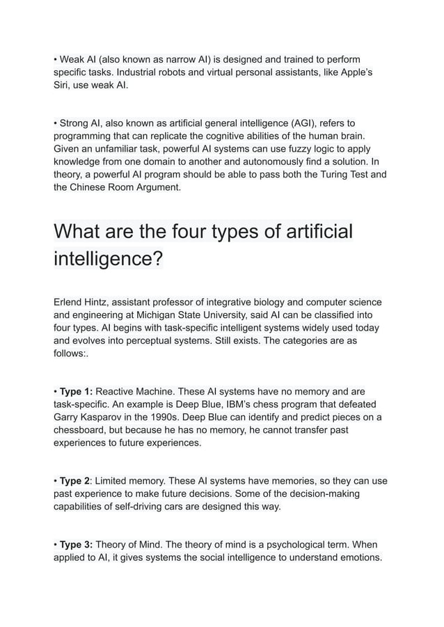 What is artificial intelligence Definition, top 10 types and examples ...