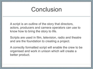 What Is A Script Presentation - Unit 24 | PPTX