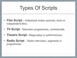 What Is A Script Presentation - Unit 24 | PPTX