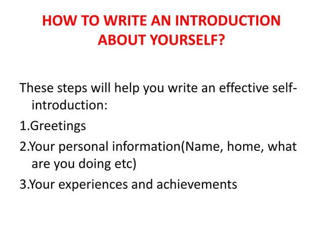 SELF INTRODUCTION | HOW TO INTRODUCE YOURSELF IN ENGLISH | INTERVIEW | PPT