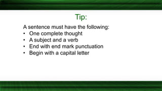What Is a Sentence? Unit 1 | PPTX