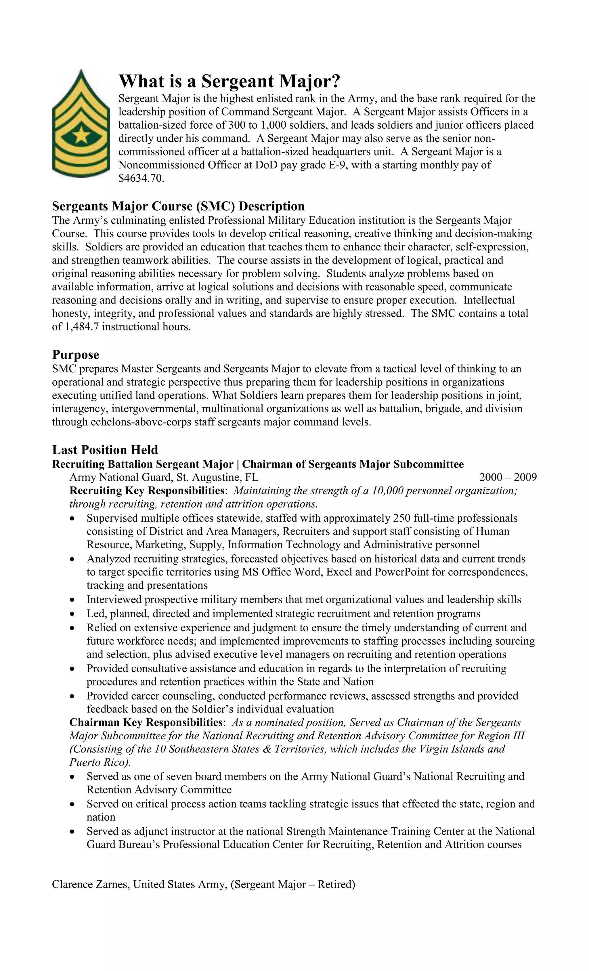 What is a Sergeant Major? | DOCX