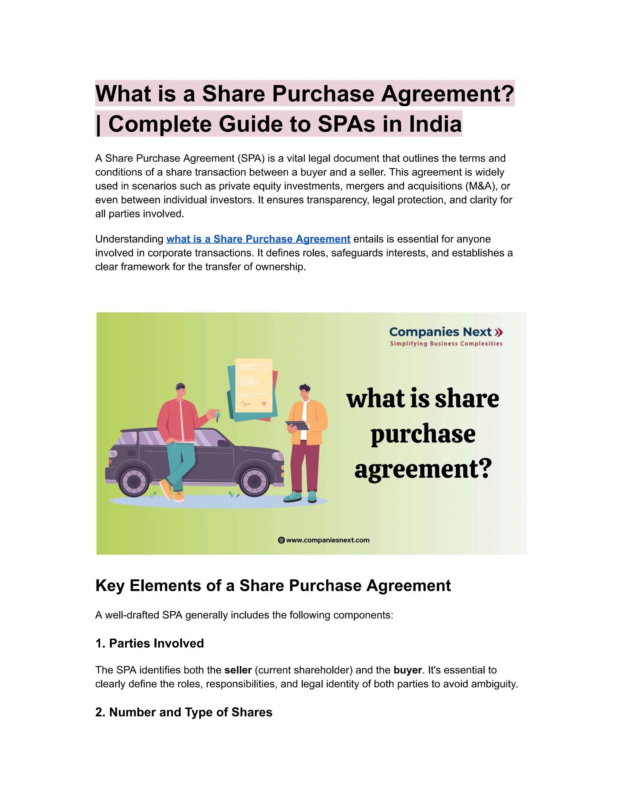 What is a Share Purchase Agreement? | Complete Guide to SPAs in India | PDF