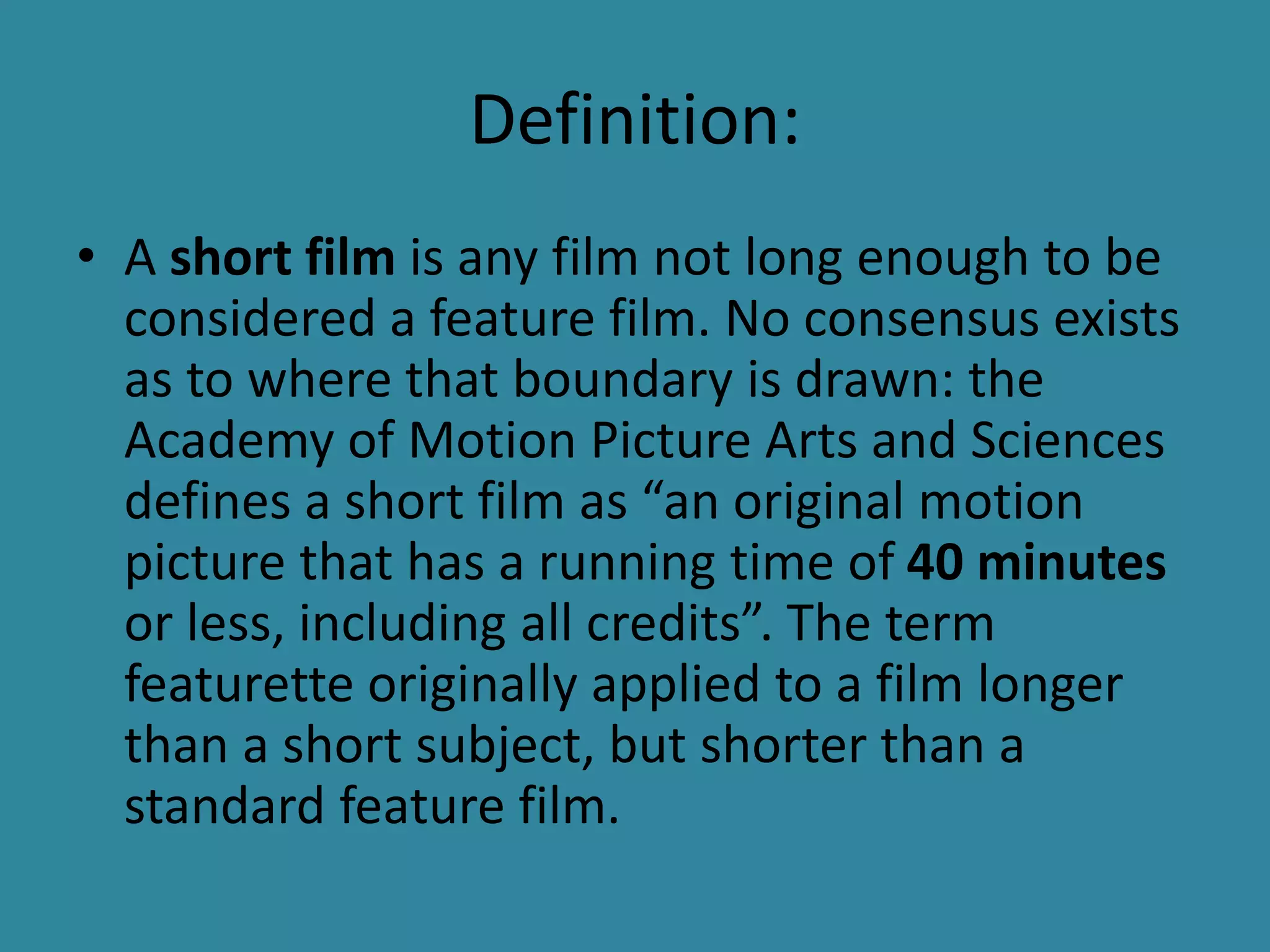 What is a short film? | PPTX