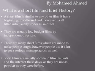 What is a short film and brief history | PPTX