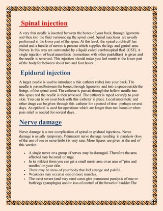 What is a spinal injection | DOCX | First Aid | Injuries