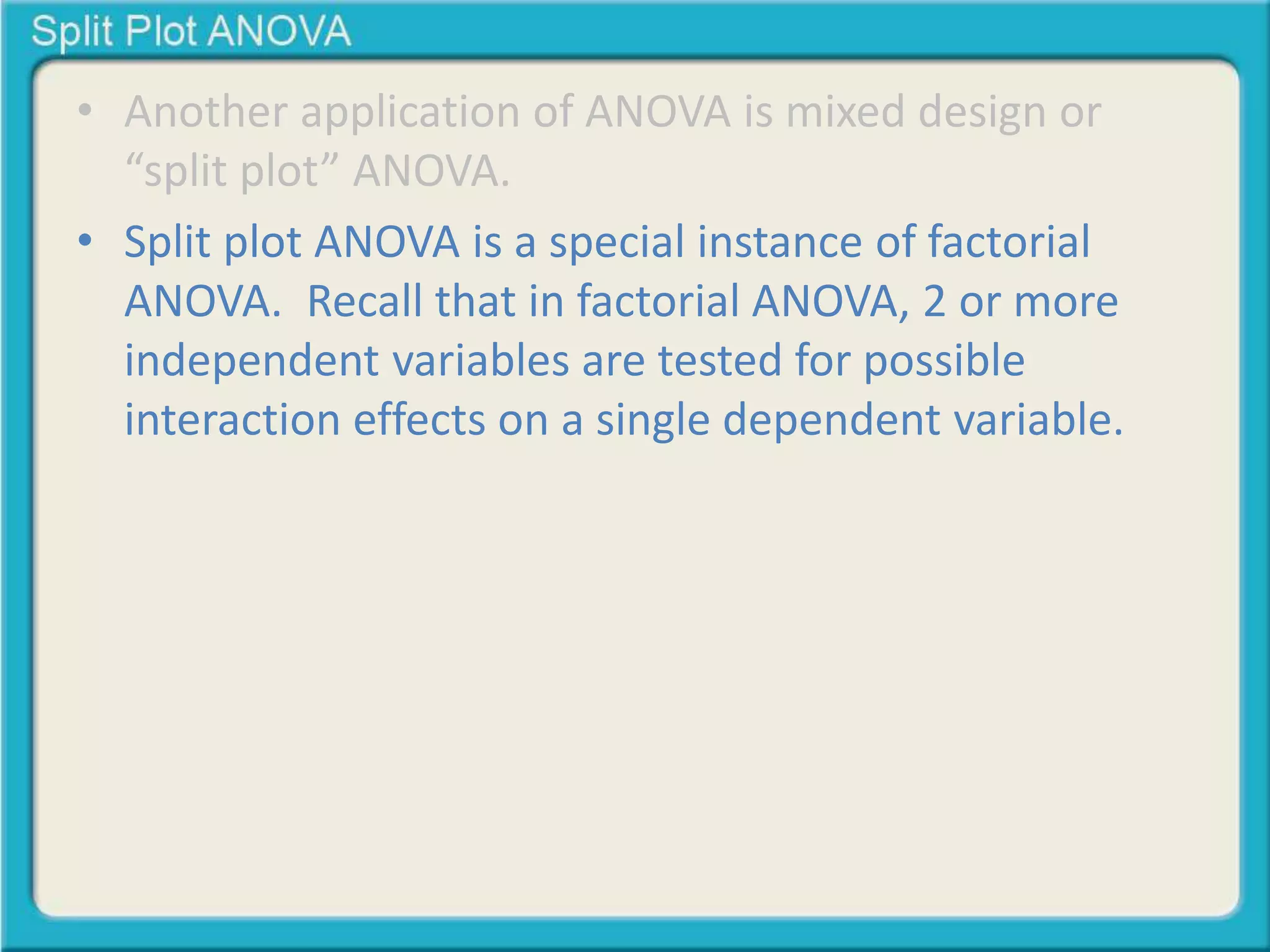 What is a split plot anova | PPTX | Soccer | Sports