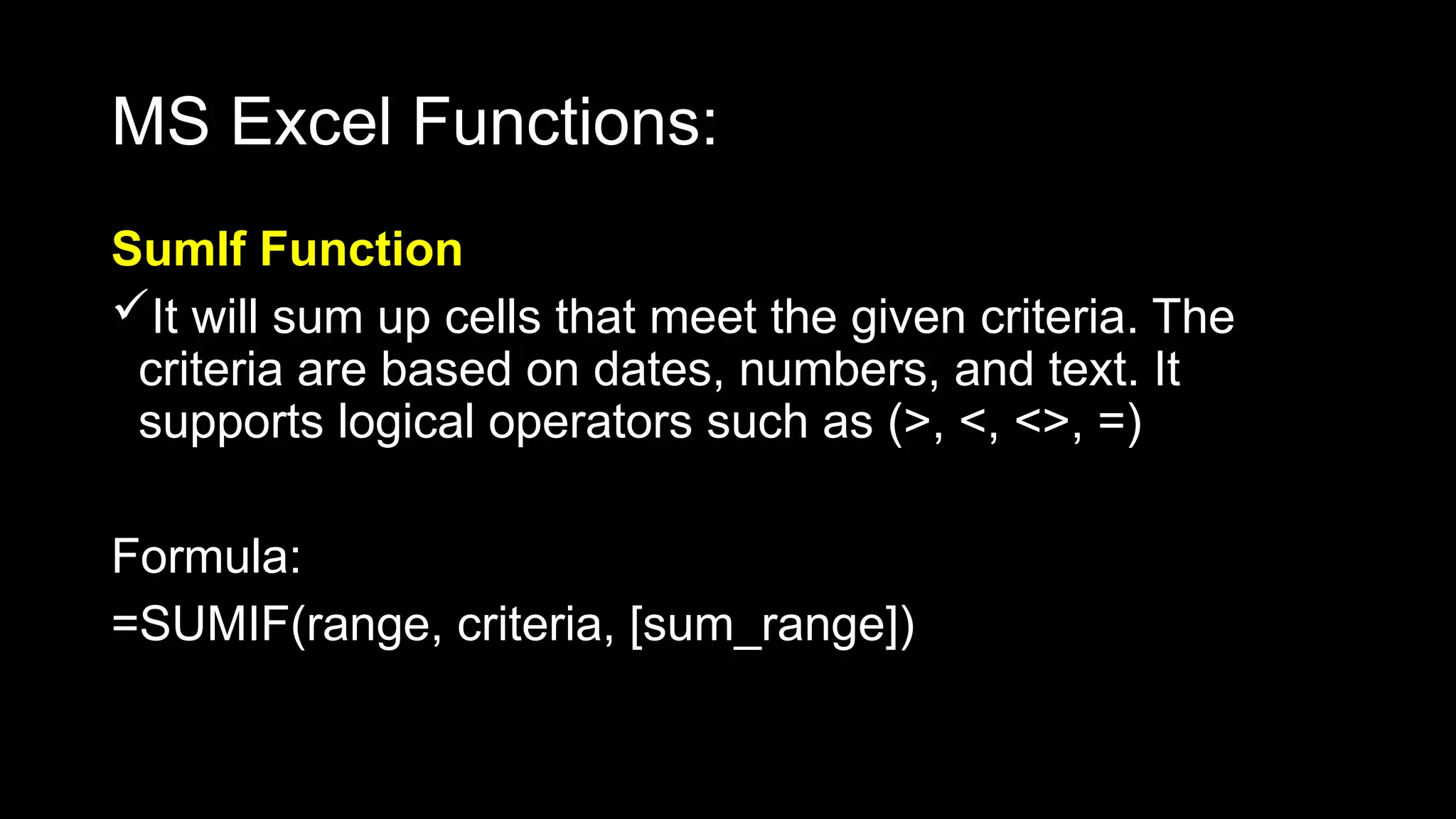 Microsoft excel functions and formulas.pptx Microsoft excel functions and formulas.pptx