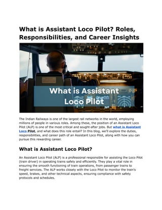 What is Assistant Loco Pilot_ Roles, Responsibilities, and Career ...