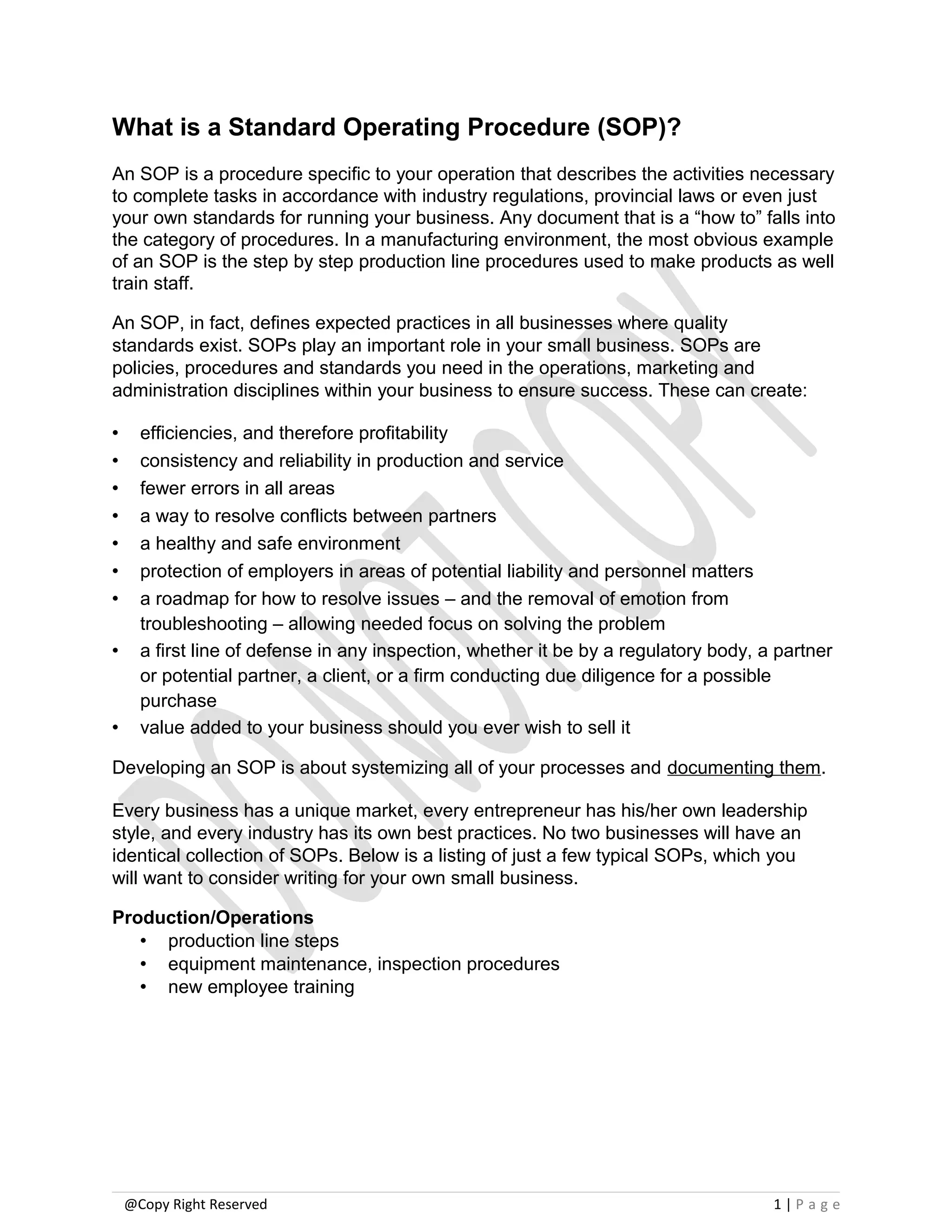 What is a standard operating procedure | DOC