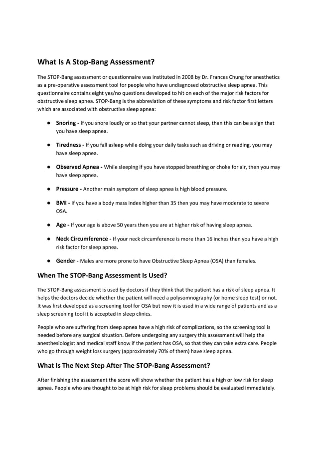 What is a stop bang assessment | PDF