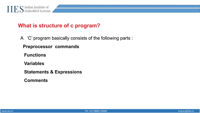 What is a structure of a c program? | PPT