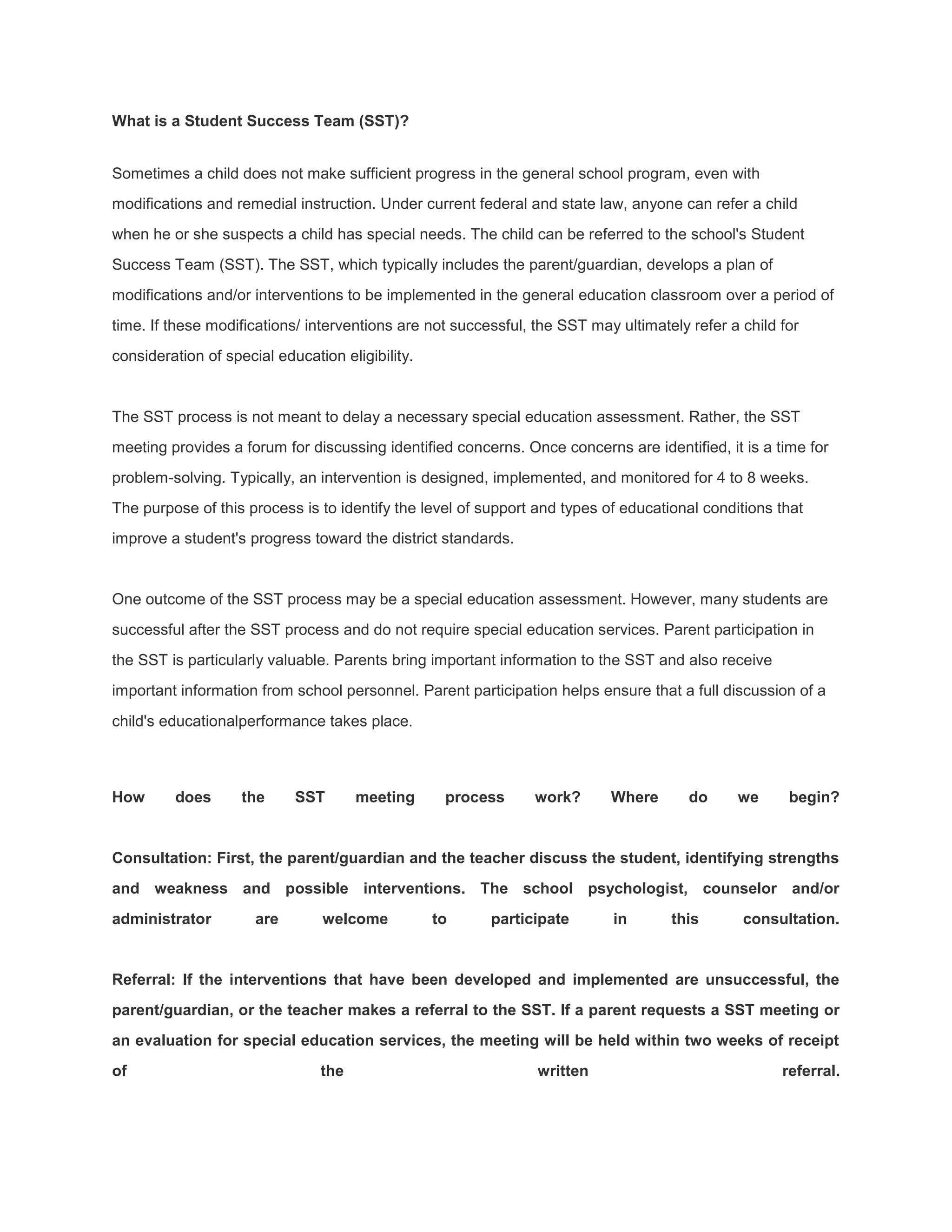 What is a student success team | DOCX