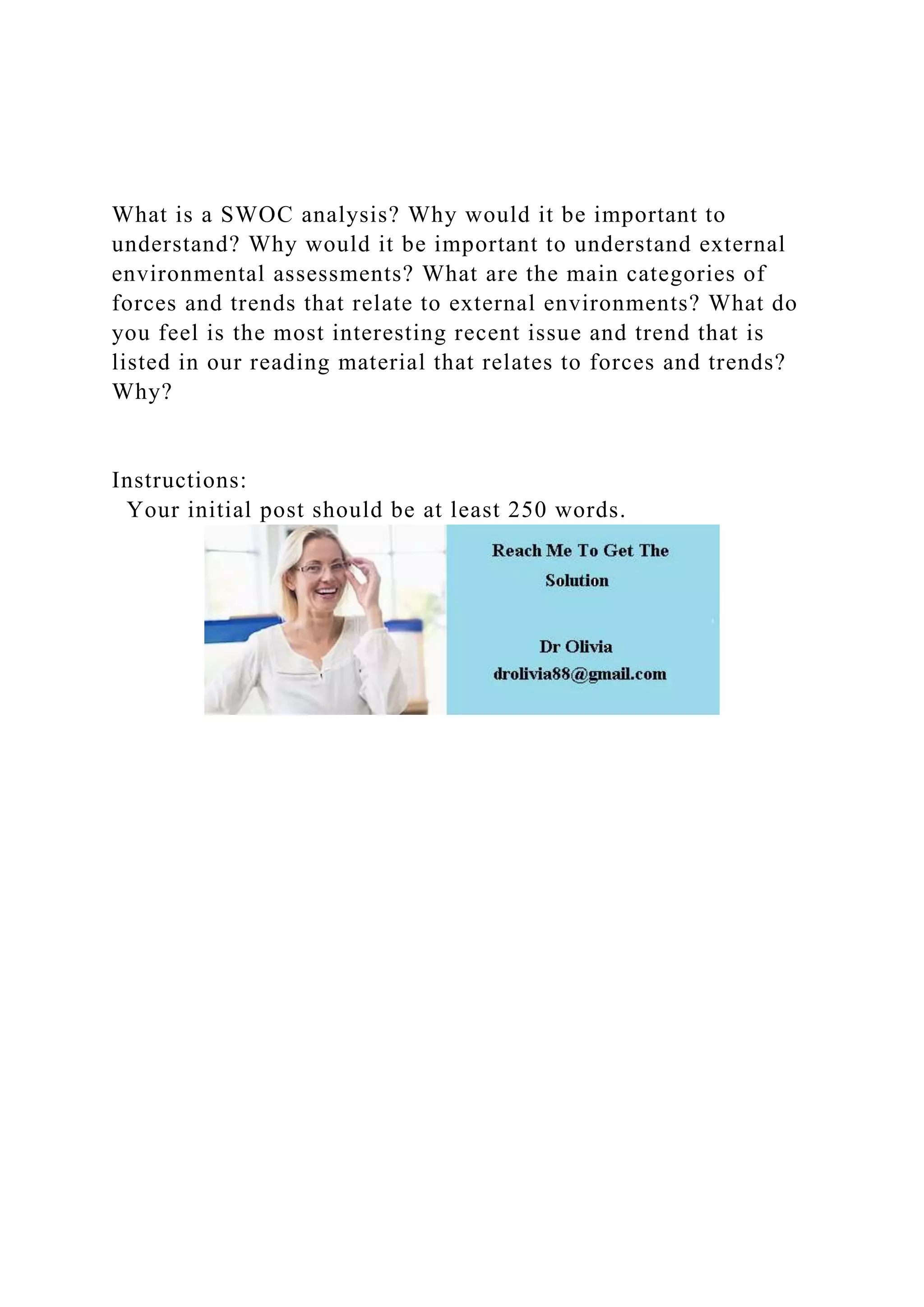 What is a SWOC analysis Why would it be important to understand | DOCX