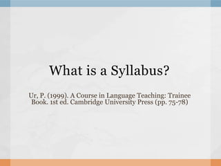 What is a syllabus | PPT