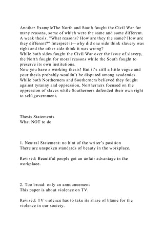 What is a ThesisPersuades your reader to your point of vi.docx