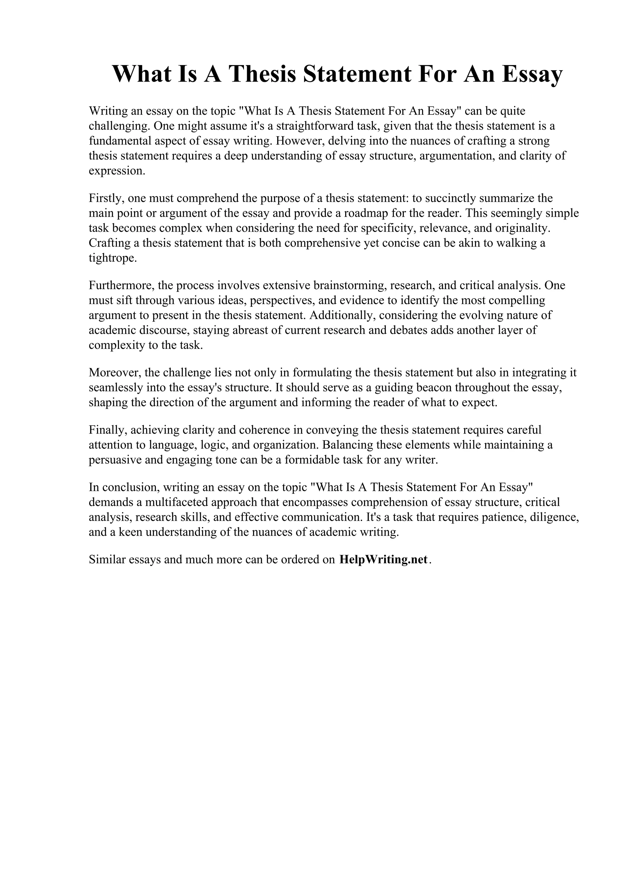 What Is A Thesis Statement For An Essay. 15 Thesis Statement Examples ...