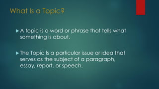 What Is a Topic | PDF | Dining Out | Food & Drink