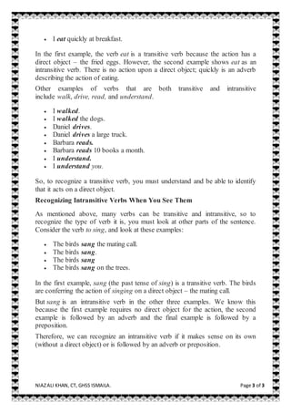 What is a transitive verb | DOCX