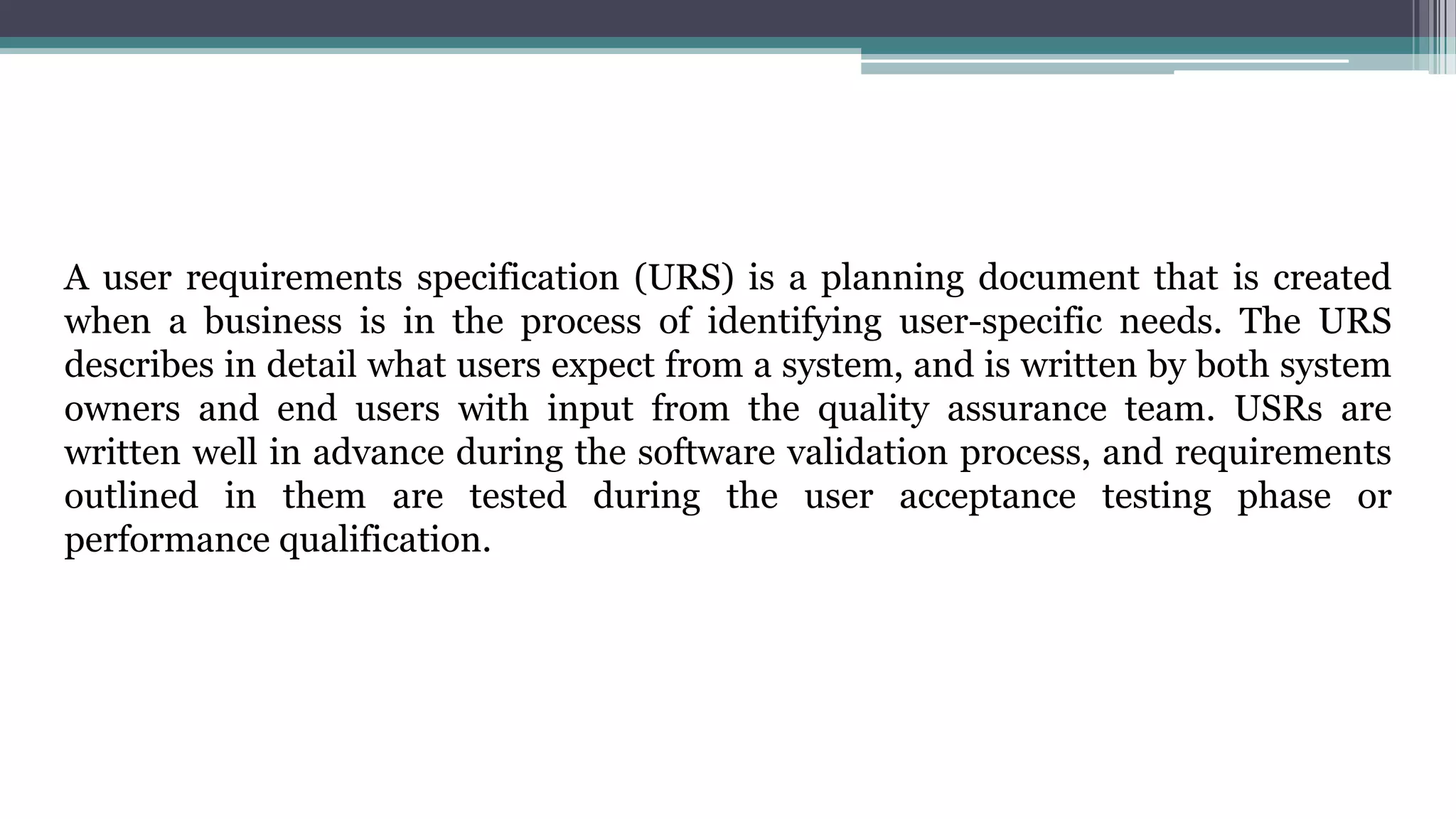 What Is a User Requirements Specification? | PPTX