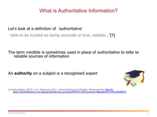 What is authoritative information | PPTX | Search | Internet