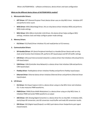 What is AUTOSAR MCAL? Learn about the software module architecture and ...