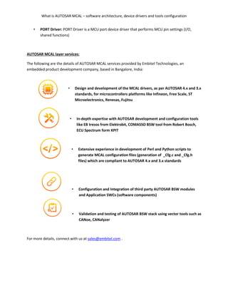 What is AUTOSAR MCAL? Learn about the software module architecture and device drivers | PDF