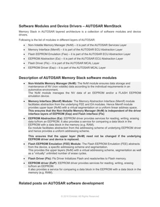 What is AUTOSAR Memory Stack | Software modules and device drivers | PDF | Operating Systems ...