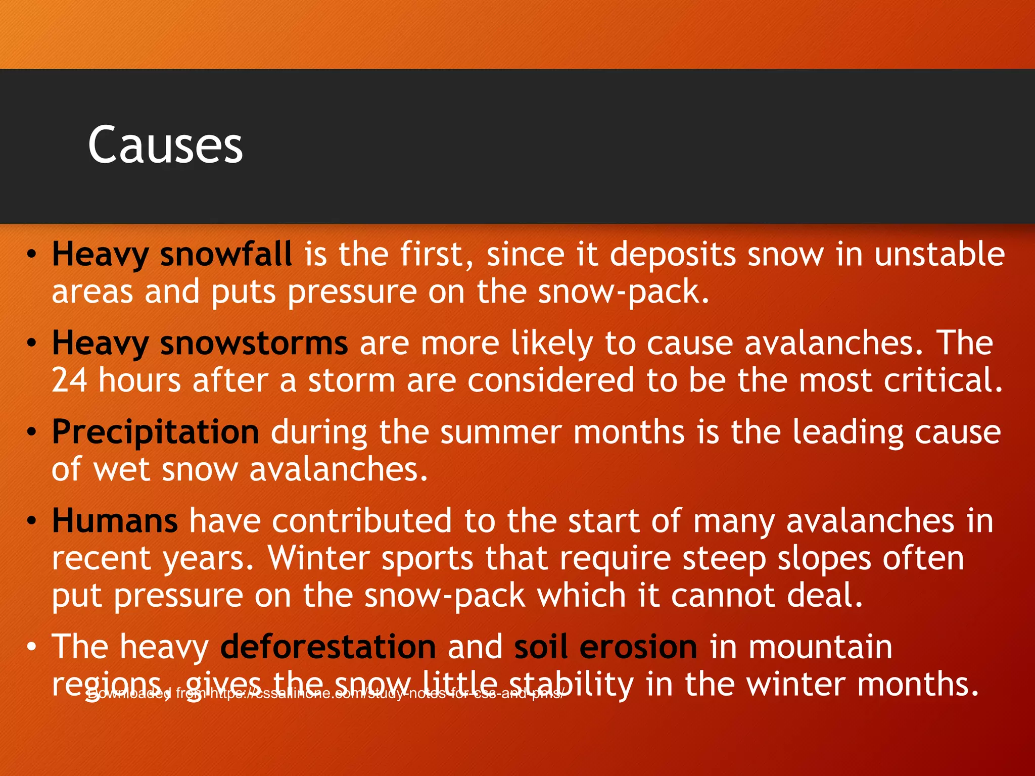 What is Avalanche and Causes of Avalanche CSS PMS General Science and ...