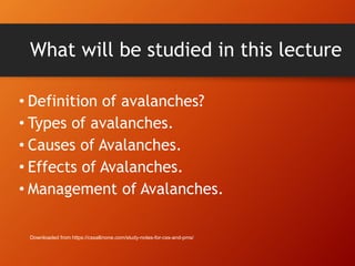 What is Avalanche and Causes of Avalanche CSS PMS General Science and ...
