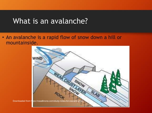 What is Avalanche and Causes of Avalanche CSS PMS General Science and ...