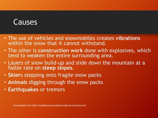 What is Avalanche and Causes of Avalanche CSS PMS General Science and ...