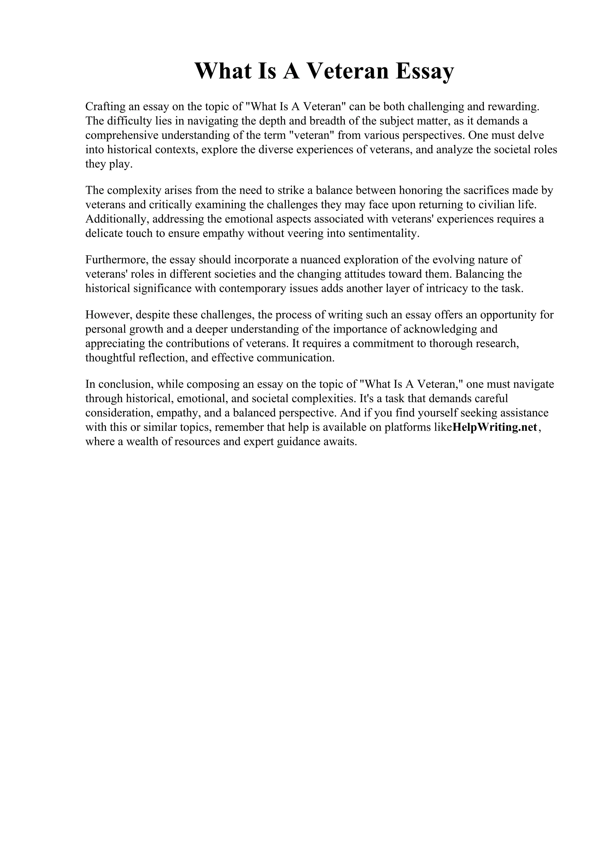 What Is A Veteran Essay. Female Veterans - Free Essay Example PapersOwl.com