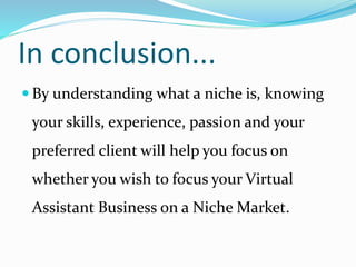 What is a virtual assistant niche? | PPTX