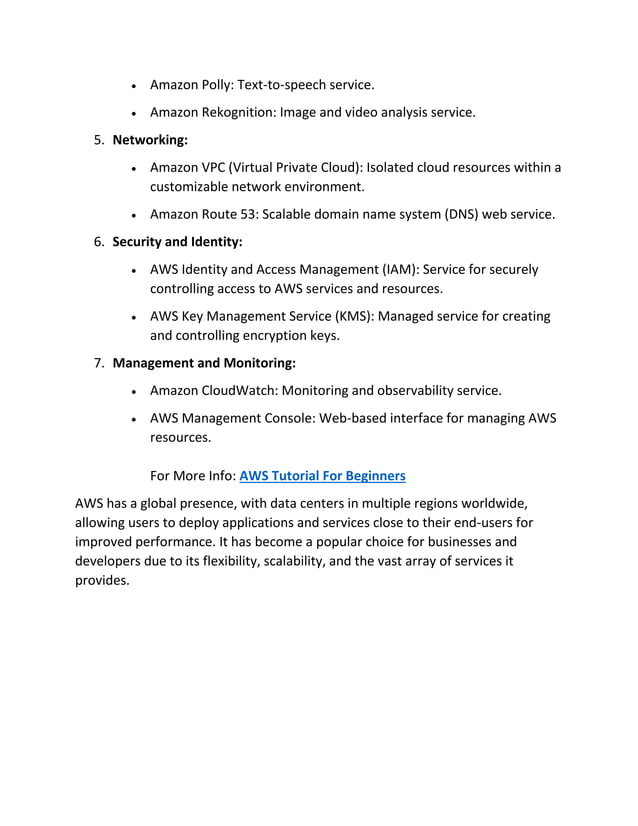 Aws Tutorial For Beginners What Is Aws Docx
