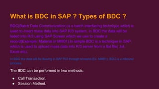 What is bdc in sap types of bdc | PPT