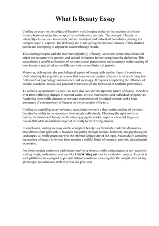 What Is Beauty Essay. Maryland Bible College and Seminary | PDF