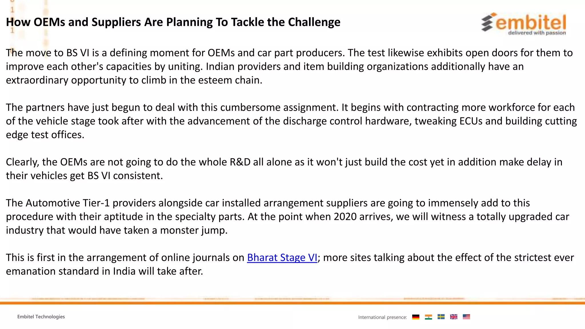 What is Bharat Stage VI | BS 6 Norms in Emission Control | PPTX