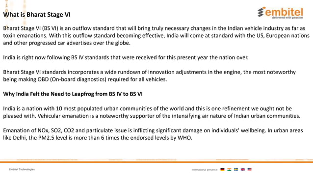 What is Bharat Stage VI | BS 6 Norms in Emission Control | PPTX ...