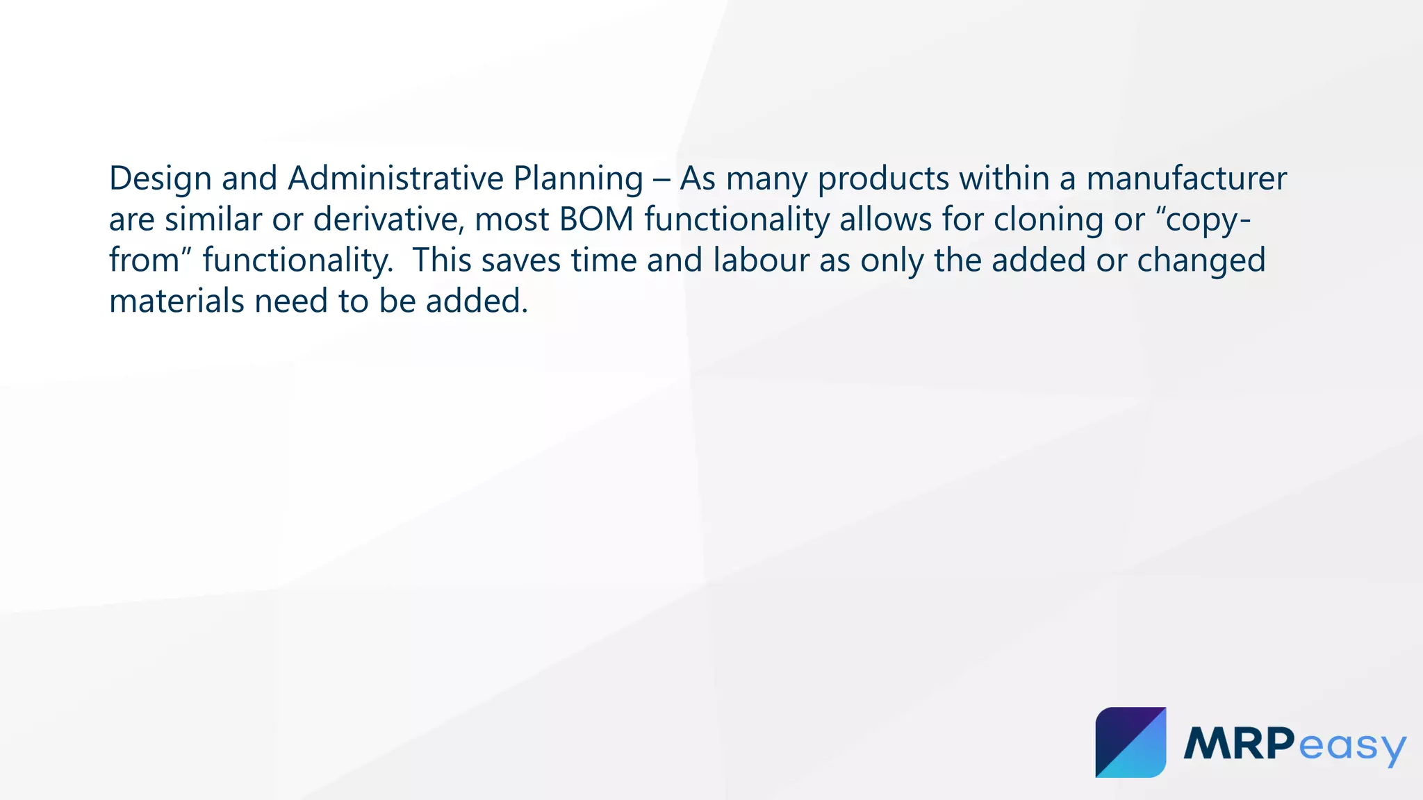 What is bill of materials functionality | PDF